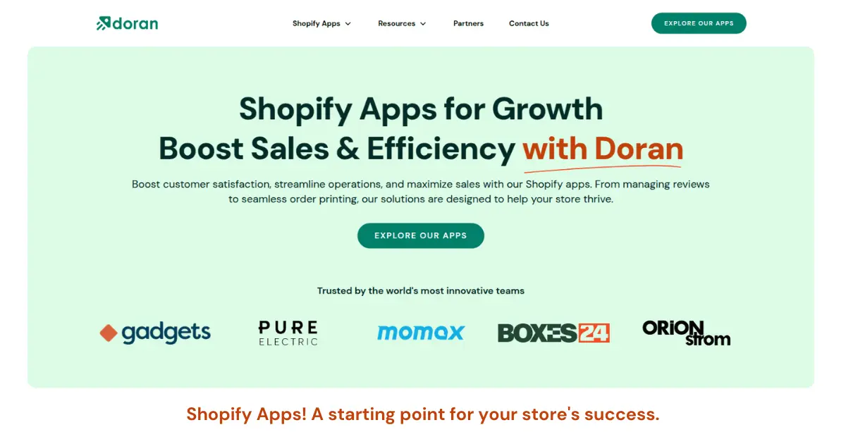 Shopify Apps for Growth | Boost Sales & Efficiency with Doran
